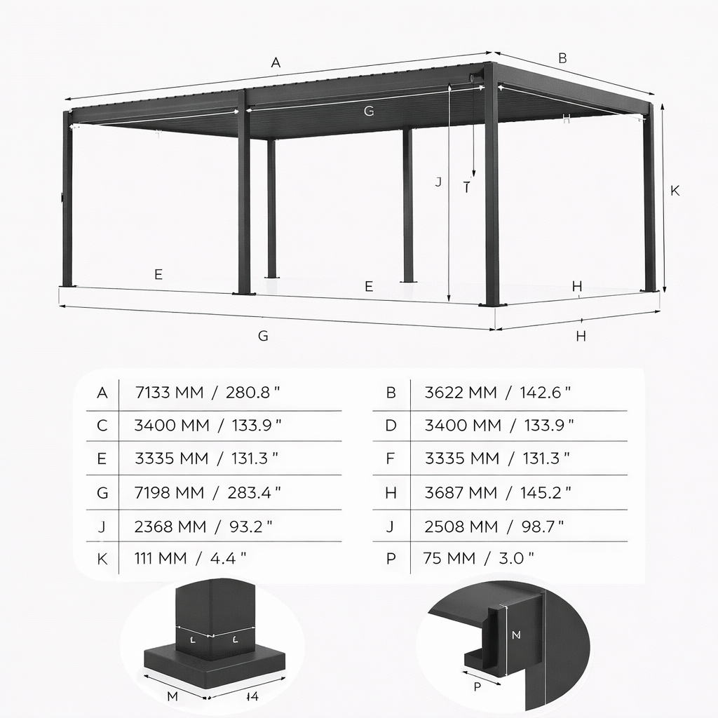 ENJOi Leo Aluminium Pergola 8m x 3m Pergola Grey – Chessington Garden ...